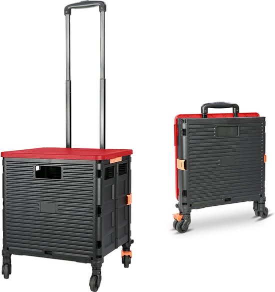 Opvouwbare trolley met wielen - roestvrij staal - hoge capaciteit - 193 ...