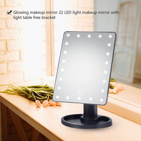 Verstelbare dimmende make-upspiegel met licht en 22 led-lampen ...