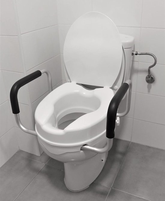 Toiletverhoger met Armleuningen 10 cm Verhoogde Toiletbril Ouderen WC ...