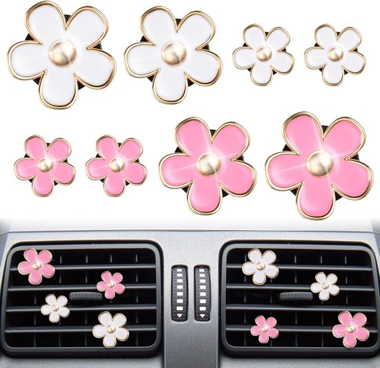 URAQT Daisy Flower Vent Clips, 8 Pack Auto Luchtverfrisser Vent Clips ...