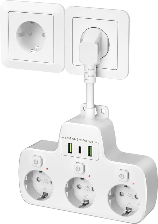 Individuele Schakelaars Stopcontact Splitter- 3-voudig Stekkerblok ...