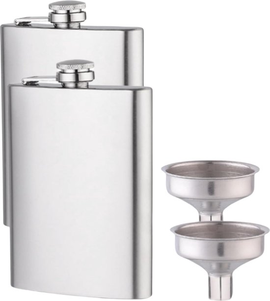 x2 roestvrij staal 304 8 oz met trechter - lekvrij, stijlvolle en ...