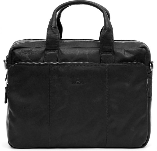 Lucleon - Heren - Zwart Leer Schoudertas | bol