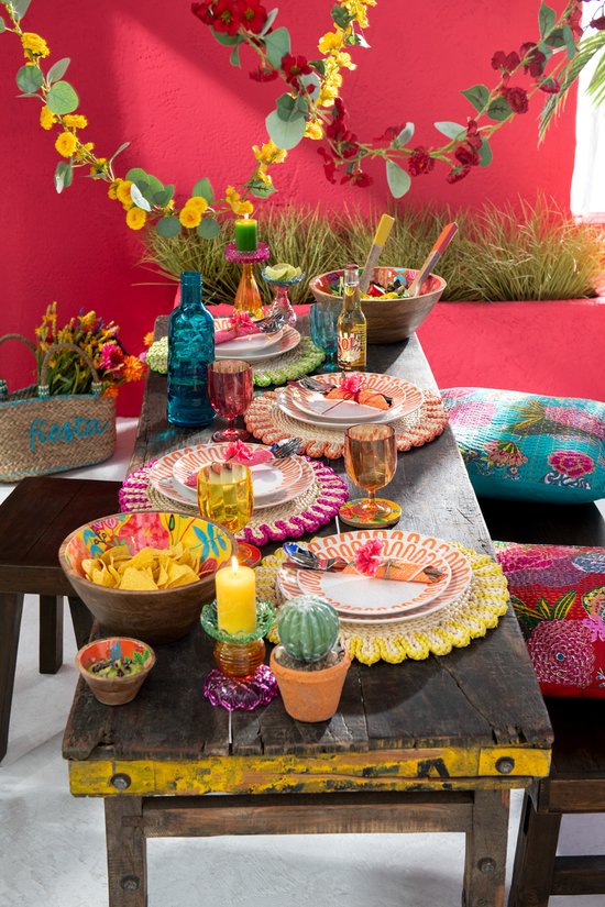 J-Line Slinger Bloemen + Blaadjes - kunststof - geel/groen - 2 stuks | bol