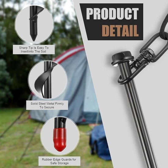 Grondanker indraaien - 4 stuks 40 cm staal - grondbooradapter - tenten ...