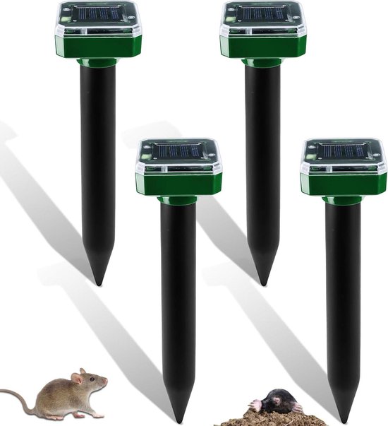 Ultrasone mollenverjager op zonne-energie IP65 waterdicht - 4 stuks ...