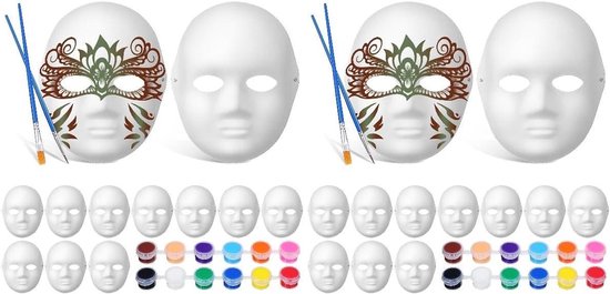 24 stuks witte papieren maskers om te beschilderen voor kinderen ...