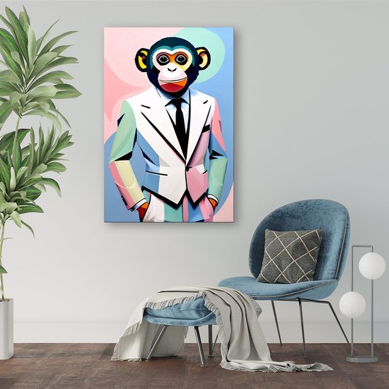 Kleurrijke aap in stijlvol pak - Aap poster - Poster pak - Pop Art ...