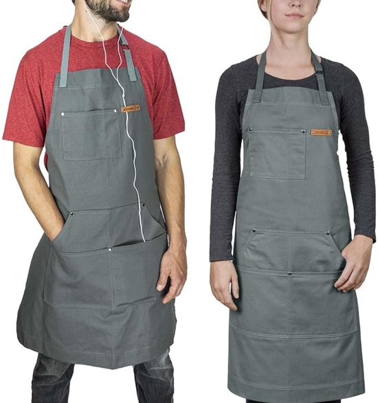 Waterdicht Schort met 2 Zakken - Verstelbare Nekband Schort voor Keuken ...