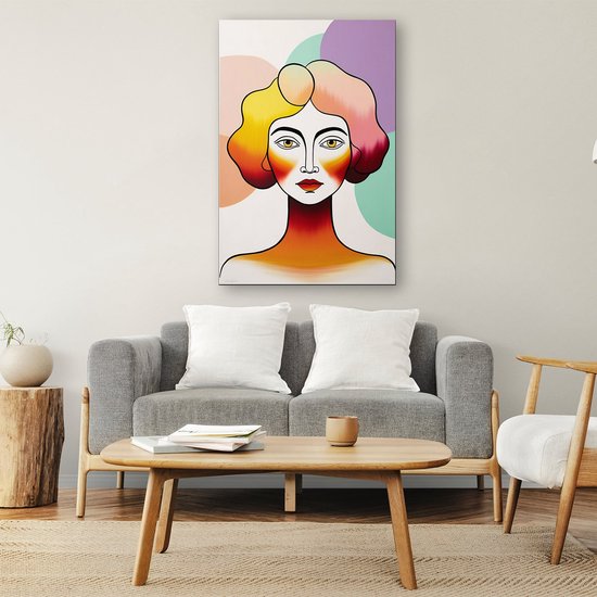 Modern kleurrijk vrouwelijk portret - Portret wanddecoratie - Poster ...