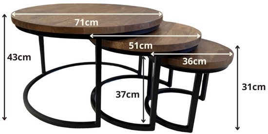 Reefs Interior Salontafel Set Triole XL - Massief 3cm dik blad - Zware ...