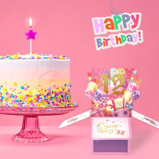 Gelukkige Verjaardag Pop-Upkaart Veelkleurige 3D-Boxed met Enveloppen ...