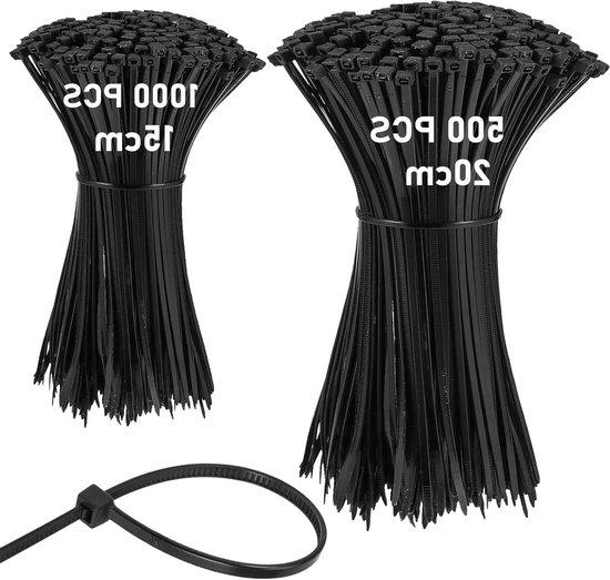 Nordivar - Nylon Kabelbinders Set - 1500 stuks - Zwart - Verschillende Maten -... | bol