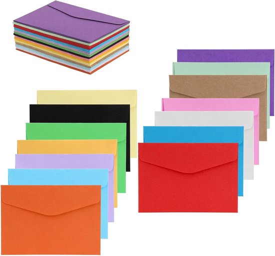 70 Colorful Mini Envelopes in 14 Assorted Colours 11.7 x 8.2 cm - Gift ...