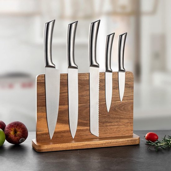 Dubbelzijdig Magnetisch Messenblok van Hout voor jouw Keukenorganisatie ...