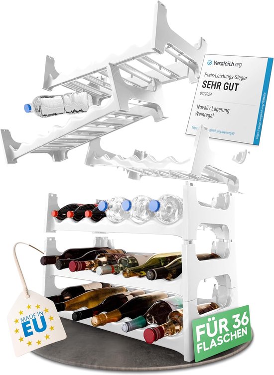Flessenrek voor 36 flessen van kunststof, uitbreidbaar, stapelbaar ...