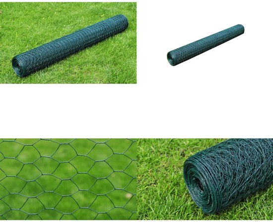vidaXL Kippengaas 25x0,75 m staal met PVC-coating groen - Gaas - Gazen ...