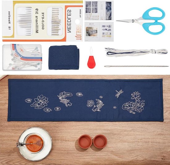 Sashiko Kit met volledige Benodigdheden - Sashiko Theemat voor ...