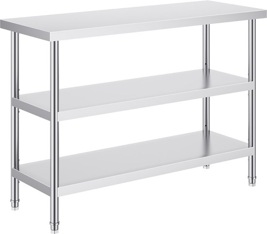 RVS-Werktafel voor Voedselbereiding, 45 X 120 X 86 cm, Professionele Keukenwerktafel... | bol