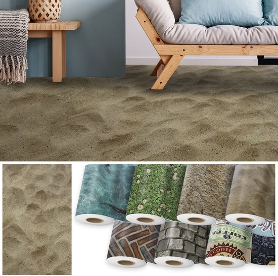FLOORDIREKT Vloerbedekking - PVC vloeren 3D - Zand - 100 x 300 cm | bol
