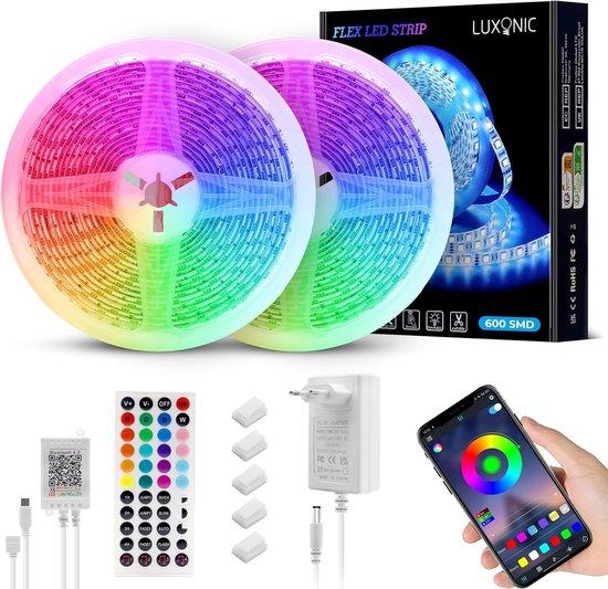 Bande LED étanche de 10 m avec 600 LED RGB 5050 ultra lumineuses ...