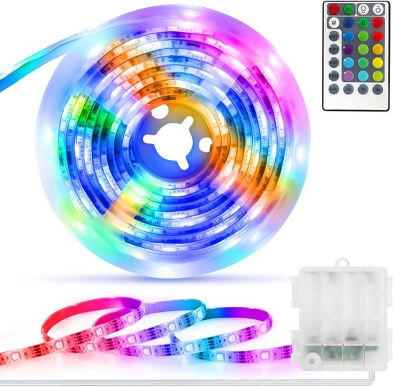 Battery Operated LED Strip 2m 60 LED Strip RGB 5050 Backlight with IR ...