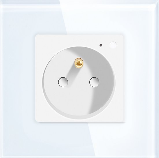 Stopcontact met pin 230V single Wi-Fi Wit met glazen frame__. | bol