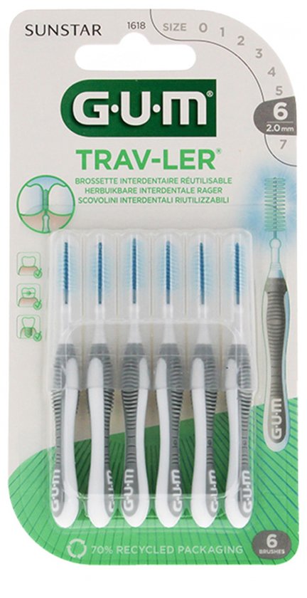 GUM Trav-ler Ragers 2.0mm Grijs - 6 stuks | bol