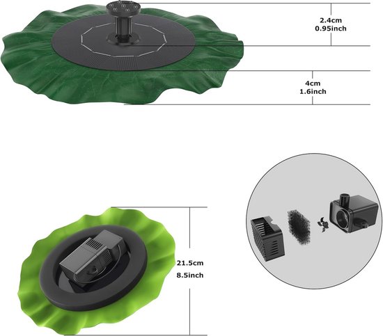 Zonne-energie fontein voor buiten met 7 sproeiers - ideale vijverpomp ...
