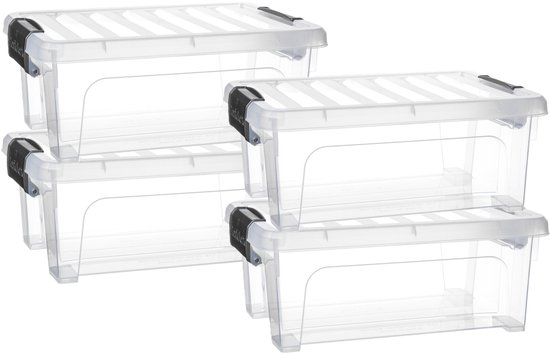 Plasticforte Multi Storage Opslagbox met deksel - 4x - transparant - 8 ...