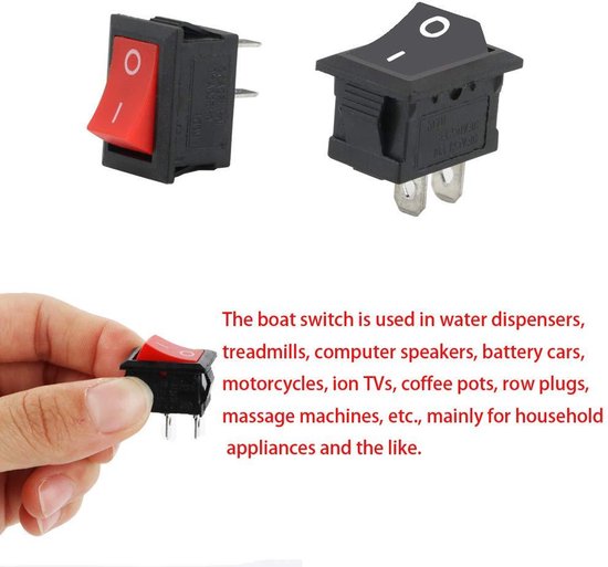 Mini Rocker Switch - 20 stuks ON/Off 2 Pin AC 6A -10A 125V -250V voor ...