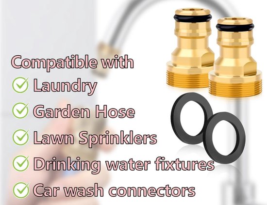 Set van 2 universele kraanaansluitingen - buitendraad kraanadapter slangadapter... | bol