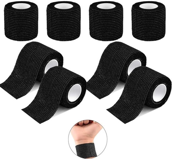 8 Rolls 2.5 cm x 4.5 m Self-Adhesive Cohesive Bandage for Sports Wrist ...