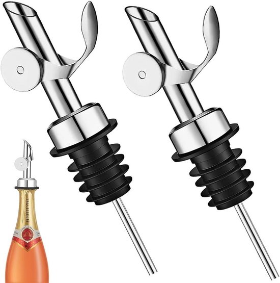 2 Pcs Stainless Steel Metal Pouring Spout with Rubber Caps for Spirits ...