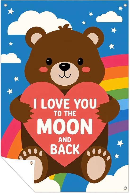 Schattige beer met hart - Beer buitenposter - Tuinversiering hart ...