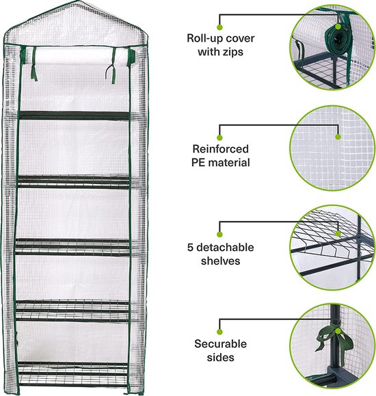 BRAMBLE 5-Lagen Mini Kweekkas, Broeikas en Tuinkas voor Binnen en ...