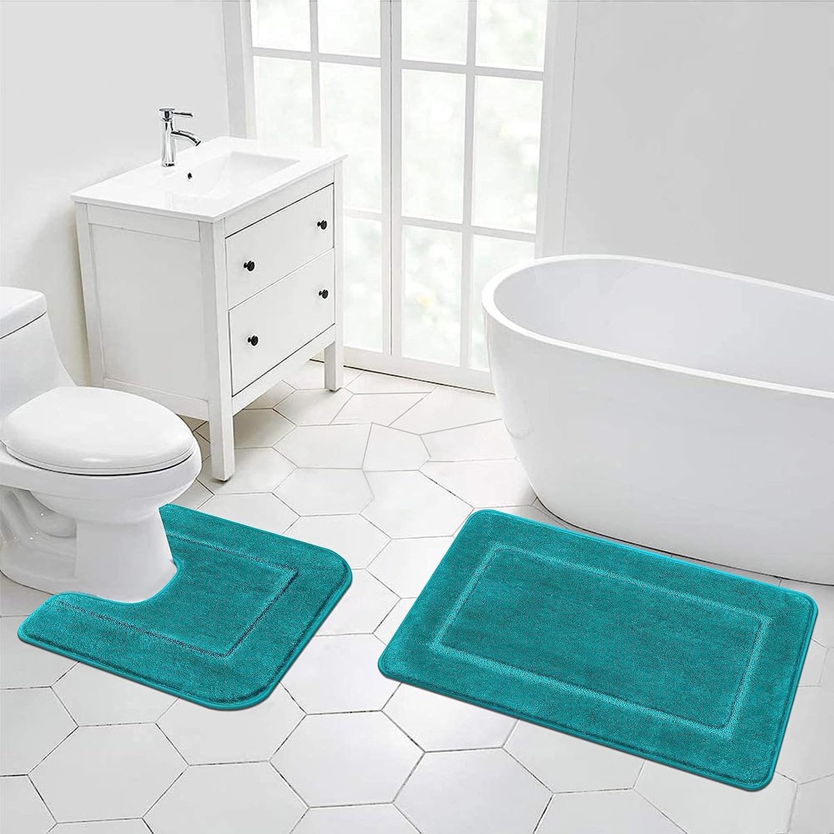 Microfiber badmatten set 2-delig antislip wasbare badmat badmat en ...