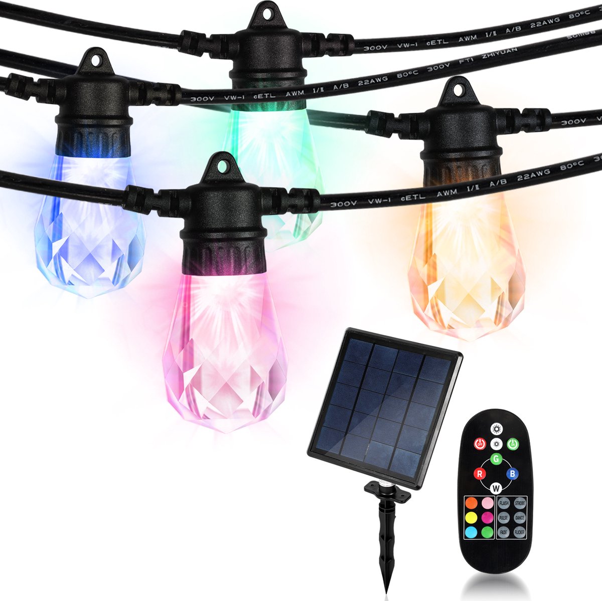Solar Lichtsnoer Solar tuinverlichting met afstandsbediening 15 LED 10m ...