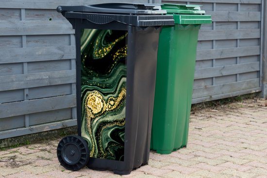 Container sticker Marmer - Goud - Glitter - Groen - Marmerlook - Luxe ...