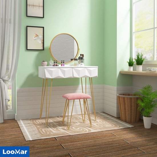 LooMar Kaptafel met spiegel - Schminktafel - Make up tafel - Make up ...