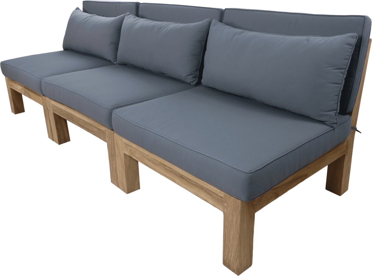Tuin loungeset Aruba 3-delig (incl. kussens) - Naturel/grijs - Teak ...