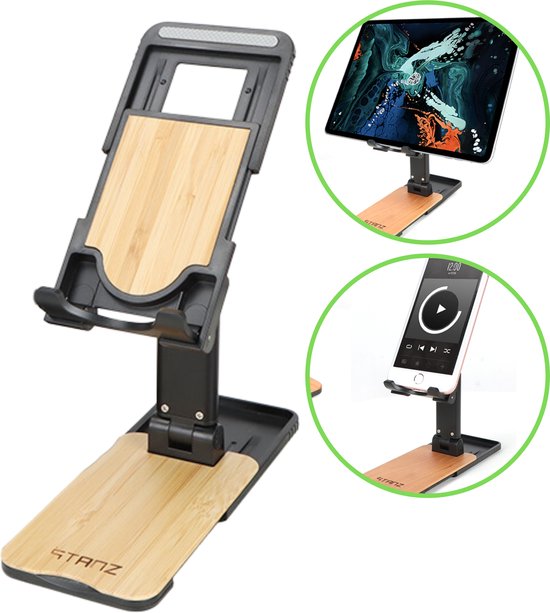 Stanz Telefoon & Tablet Houder - Bamboe Hout - 3x GRATIS webcam covers ...