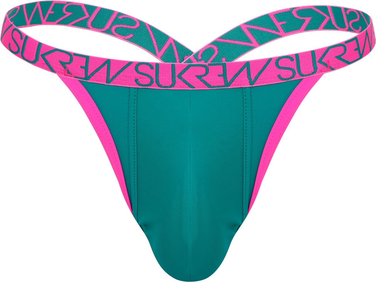 Sukrew Bubble String Groen/Roze - Maat M - Heren String - Mannen ...