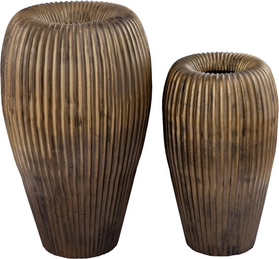 PTMD Russel Bloempot - 30x26x50 cm - Aluminium - Goud | bol