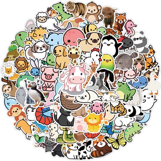 100 stuk dier animal Cartoon stickers voor kinderen en volwassenen ...
