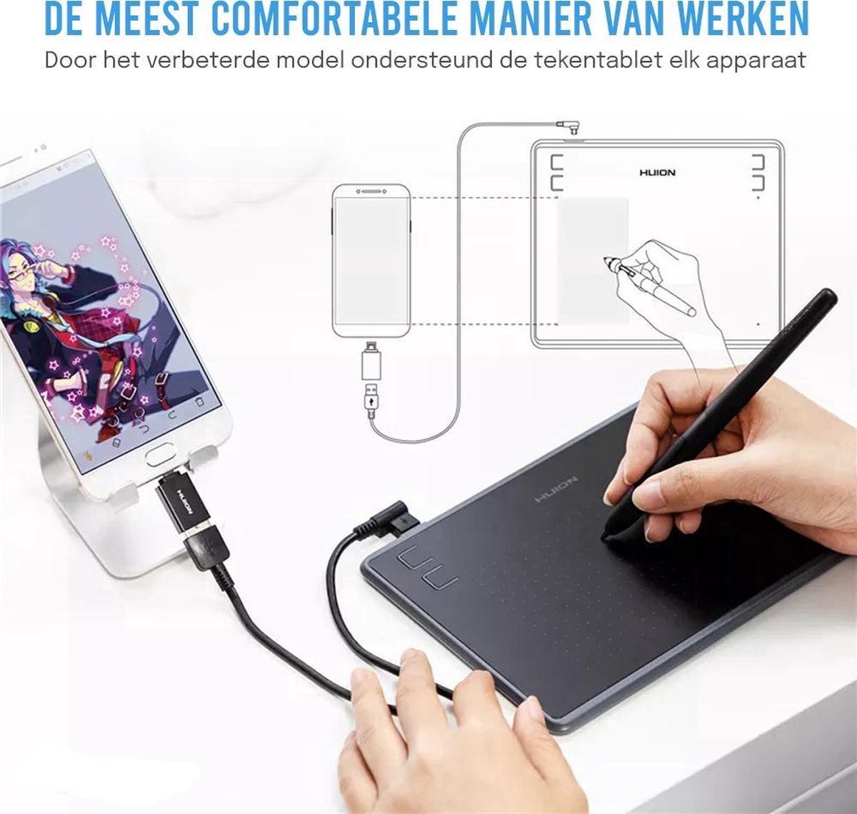 Tectie® - HUION Tekentablet Grafisch Tekenen Lichtgewicht Mobiel en PC ...