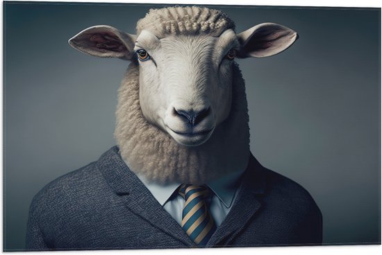 Vlag - Schaap in Zakelijk Pak met Gestreepte Stropdas - 75x50 cm Foto ...