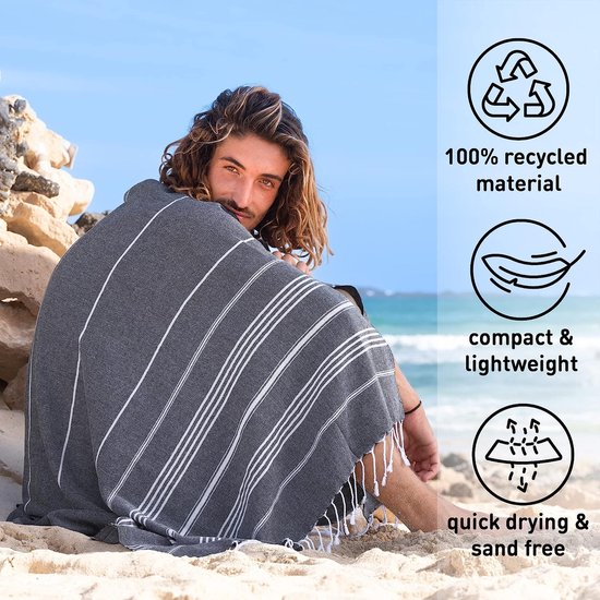 Hamamdoek - Strandhanddoek XXL van 100% gerecycled katoen - sneldrogend ...