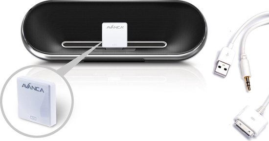 Avanca 30-pin naar Aux Kabel - USB Voeding - Wit | bol