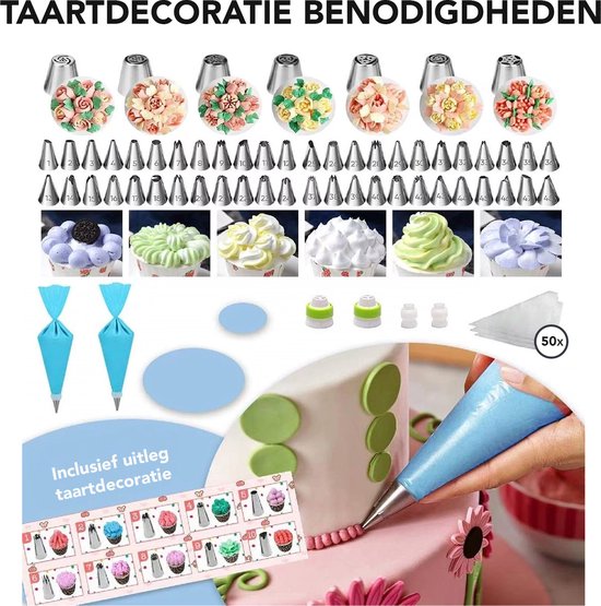 Nimma Bakspullen & Taartversiering Set - 338-Delig - Incl. Taartvorm ...